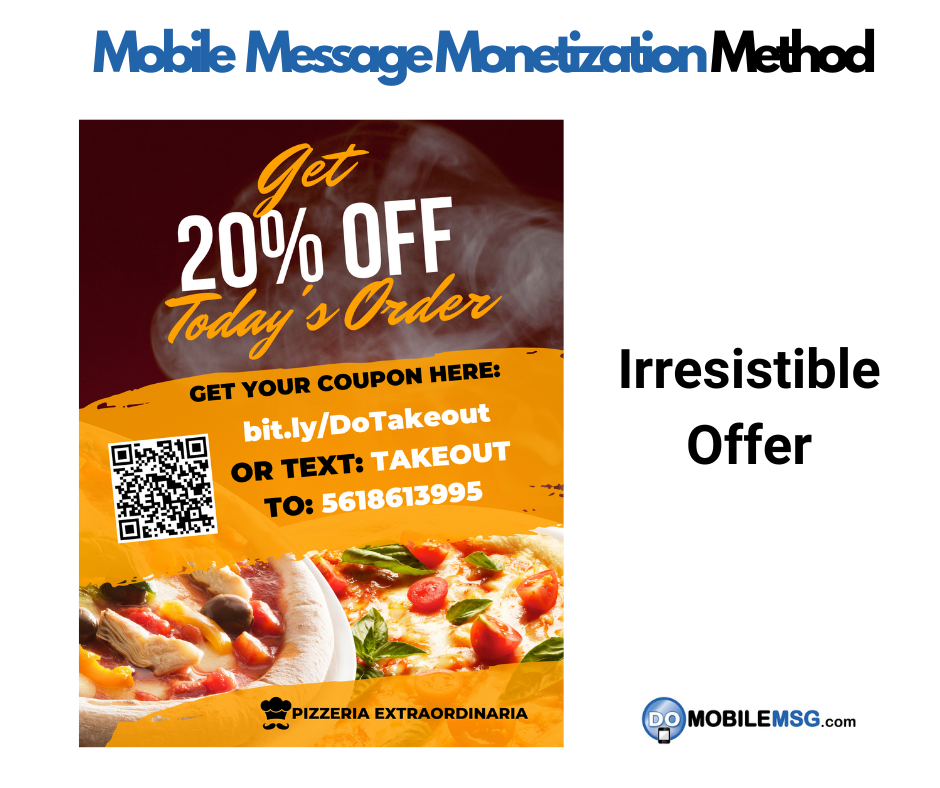Mobile Message Monetization Method for local business